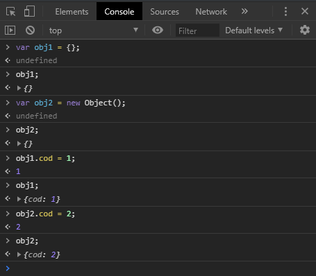 JS - Criação de objetos
