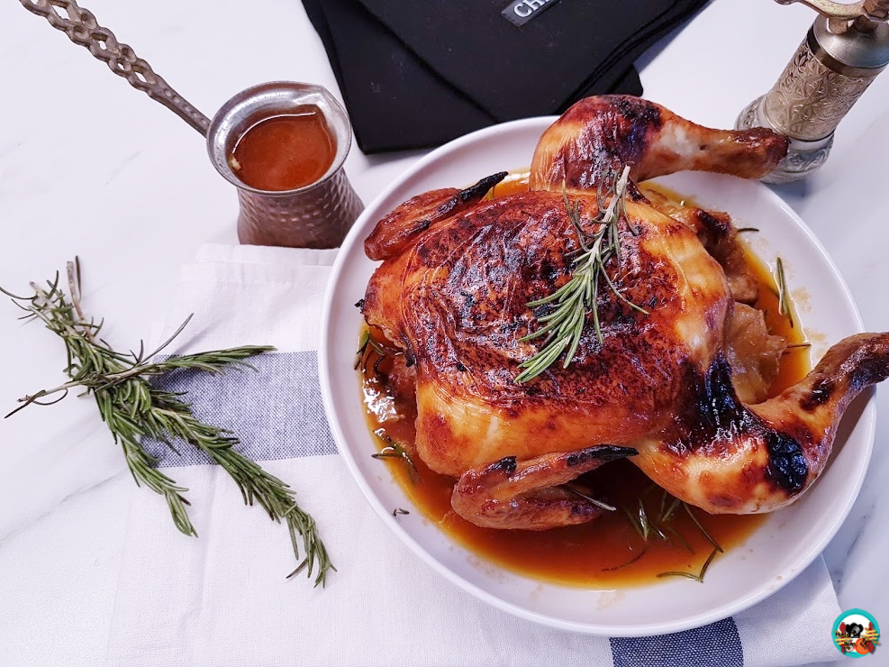Pollo asado glaseado - ¡Huele Bien!