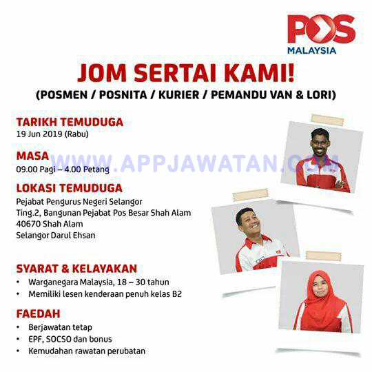Iklan Temuduga Terbuka di Pos Malaysia Berhad. - Appkerja Malaysia