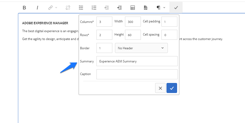 Experiencing Adobe Experience Manager Aem Cq Aem 64 Extend Touchui Rich Text Editor Table