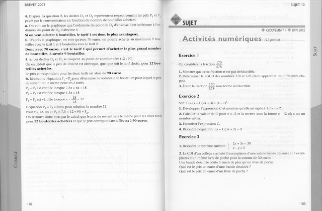 école : références: Brevet Mathématiques Annales exercices + corrigés ...