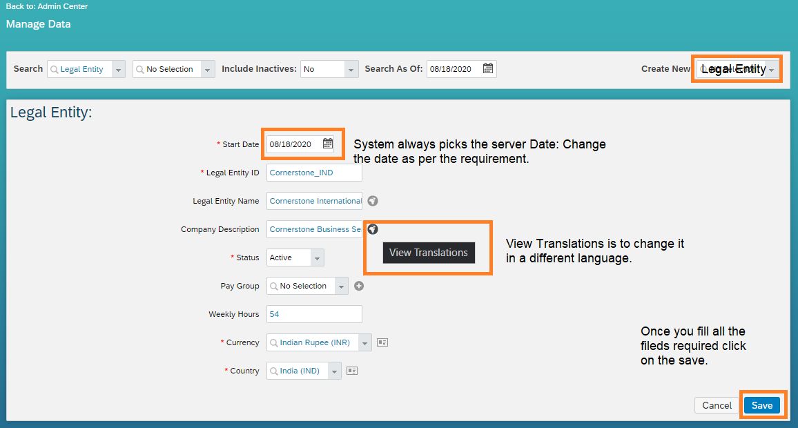 EMPLOYEE CENTRAL: Legal Entity In SuccessFactors Employee Central