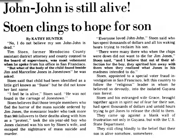 StevenWarRan: John-John is still alive! Stoen clings to hope for son,