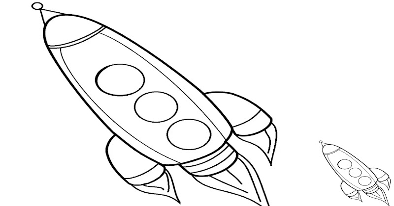 Coloring Page Of A Rocket Flying