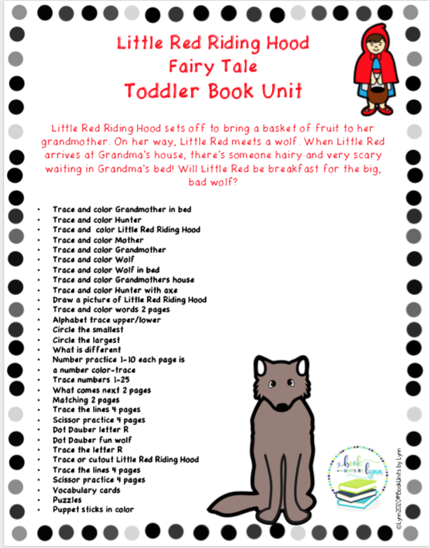 LITTLE RED RIDING HOOD TODDLER FAIRY TALE ~ Book Units by Lynn