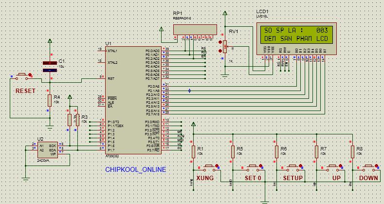 Mạch đếm sản phẩm hiển thị LCD 16x2 - eeprom