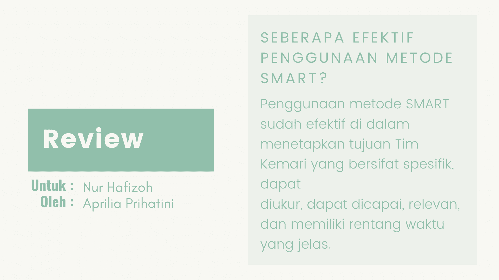 Review - SMART Goals dan Sumber Daya