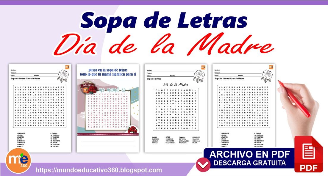 Divertida Sopa de Letras por el Día de MAMÁ