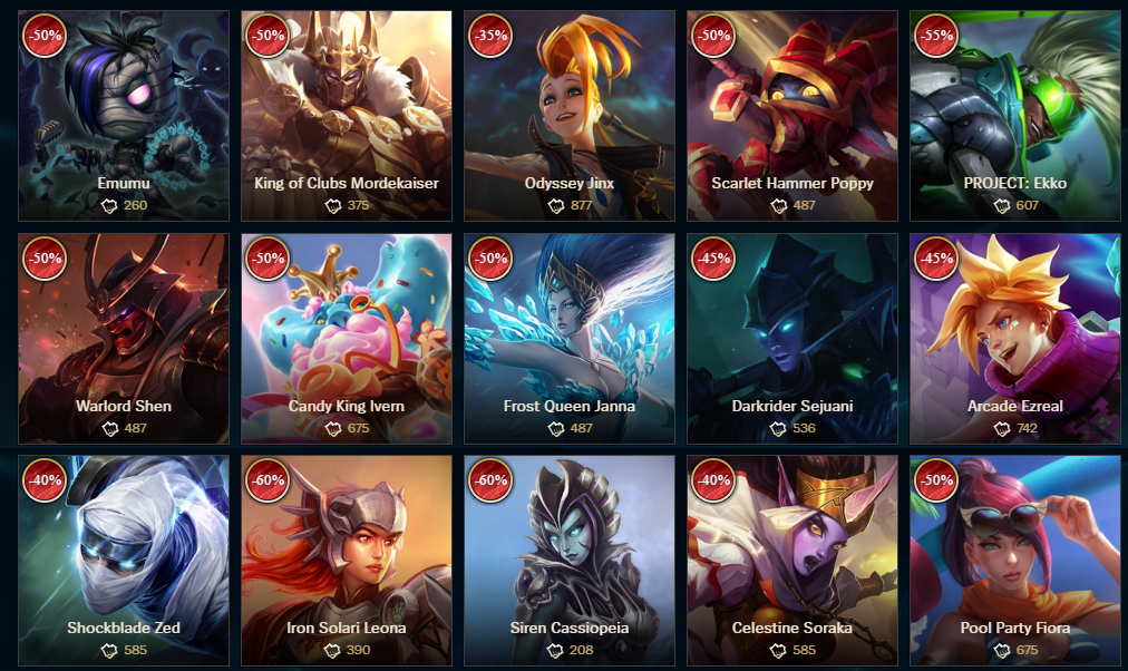 Surrender at 20: Champion & Skin Sale: Week of October 21st