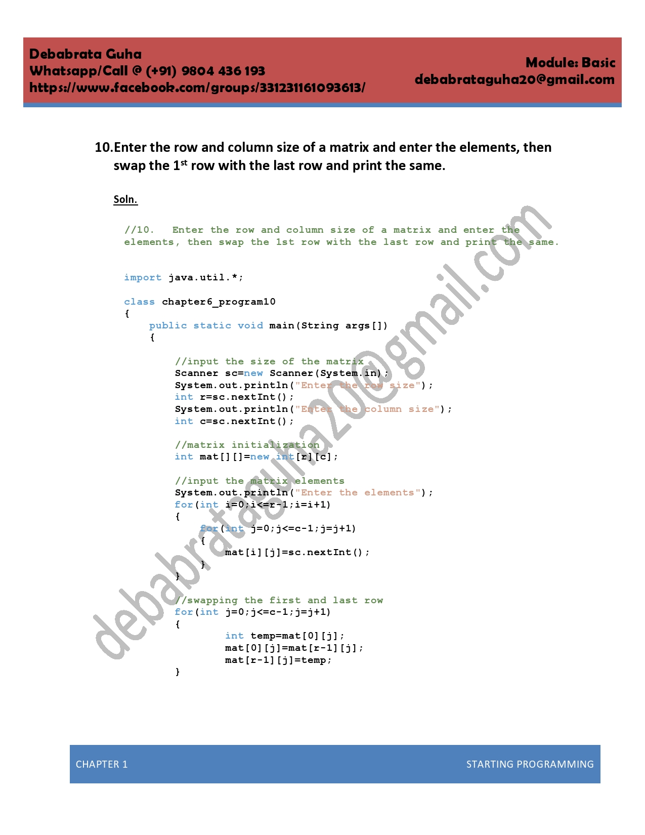 Java Solution Chapter 6 Double Dimension Array
