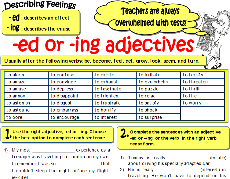 ADJ + ING - ED WORKSHEET CÓ ĐÁP ÁN