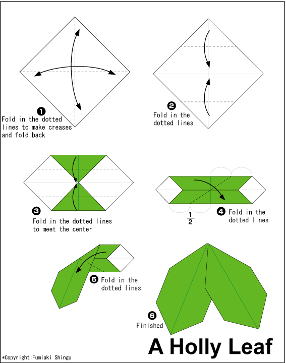 Holly Leaf - Easy Origami instructions For Kids