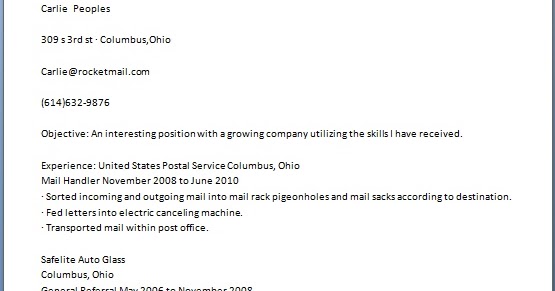 Mail Handler Sample Resume Format in Word Free Download