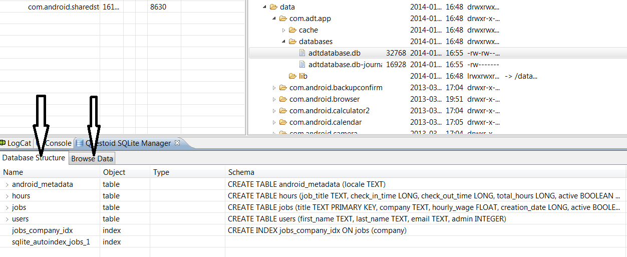 Sqlitemanager commands to see database structure - consultantspikol
