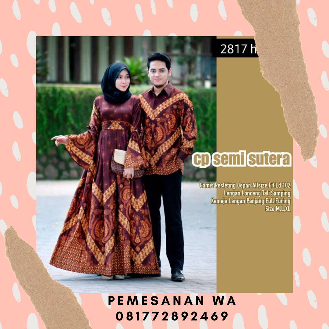 Setelan Model Baju Batik Couple Gamis Sarimbit Semisutra Kemeja Lengan ...
