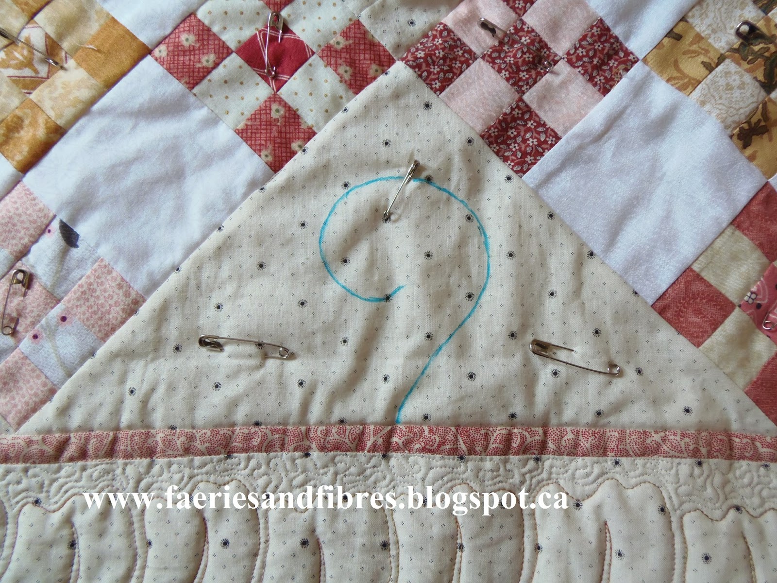 Faeries and Fibres: Quilting the setting triangles on Cherry Blossom ...