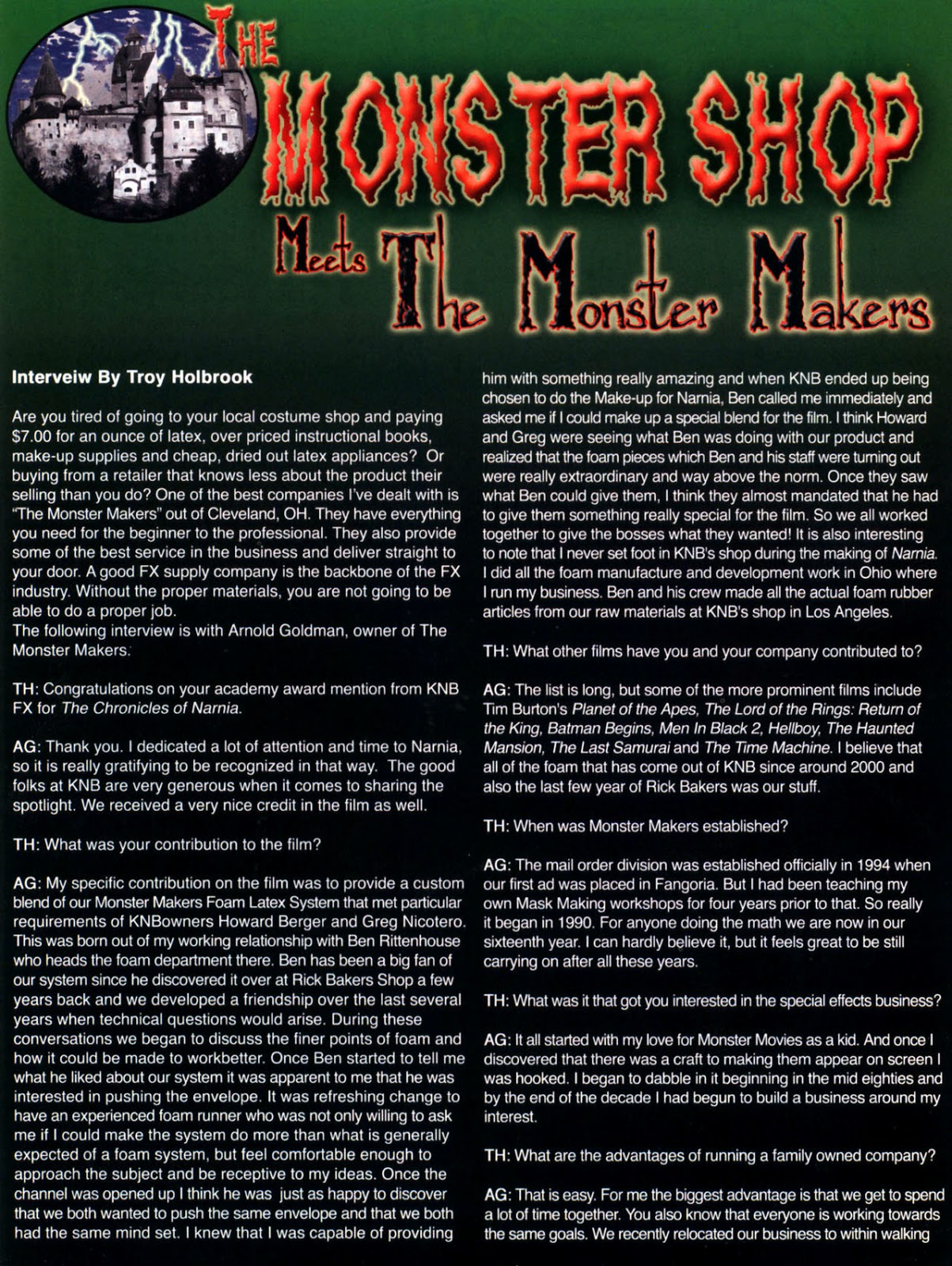 Monster Makers Article - Cryptic Magazine #3 | Blood Curdling Blog of ...