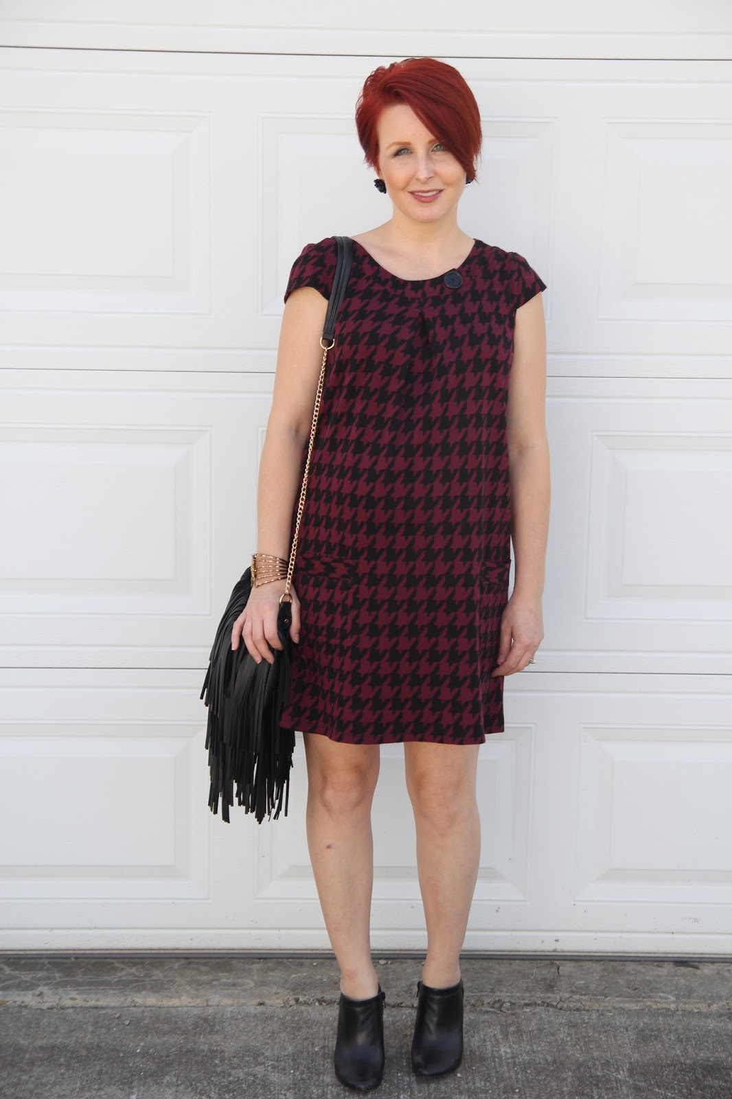 Thrift and Shout: Cute Outfit of the Day: Houndstooth Pattern Mixing