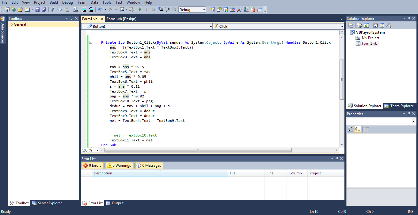 Simple Payroll Compute Using Vb.Net 10 Or Up Version