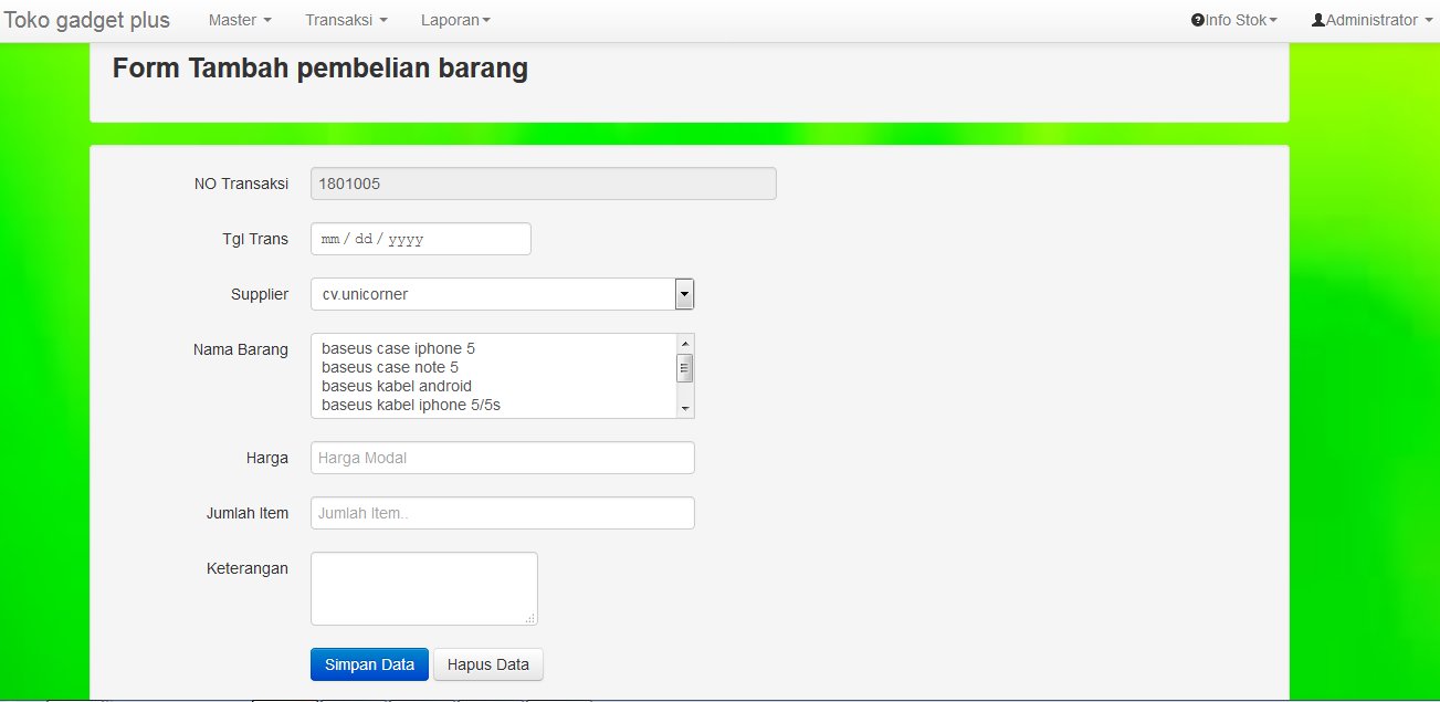 Source Code Aplikasi Penjualan Barang Kasir