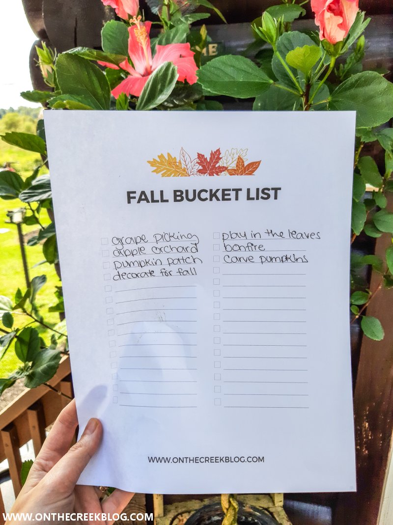 Fall Bucket List Free Printable