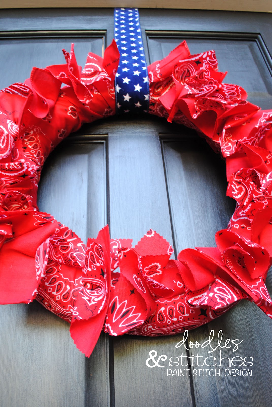 Doodles & Stitches: Patriotic Bandana Wreath Tutorial