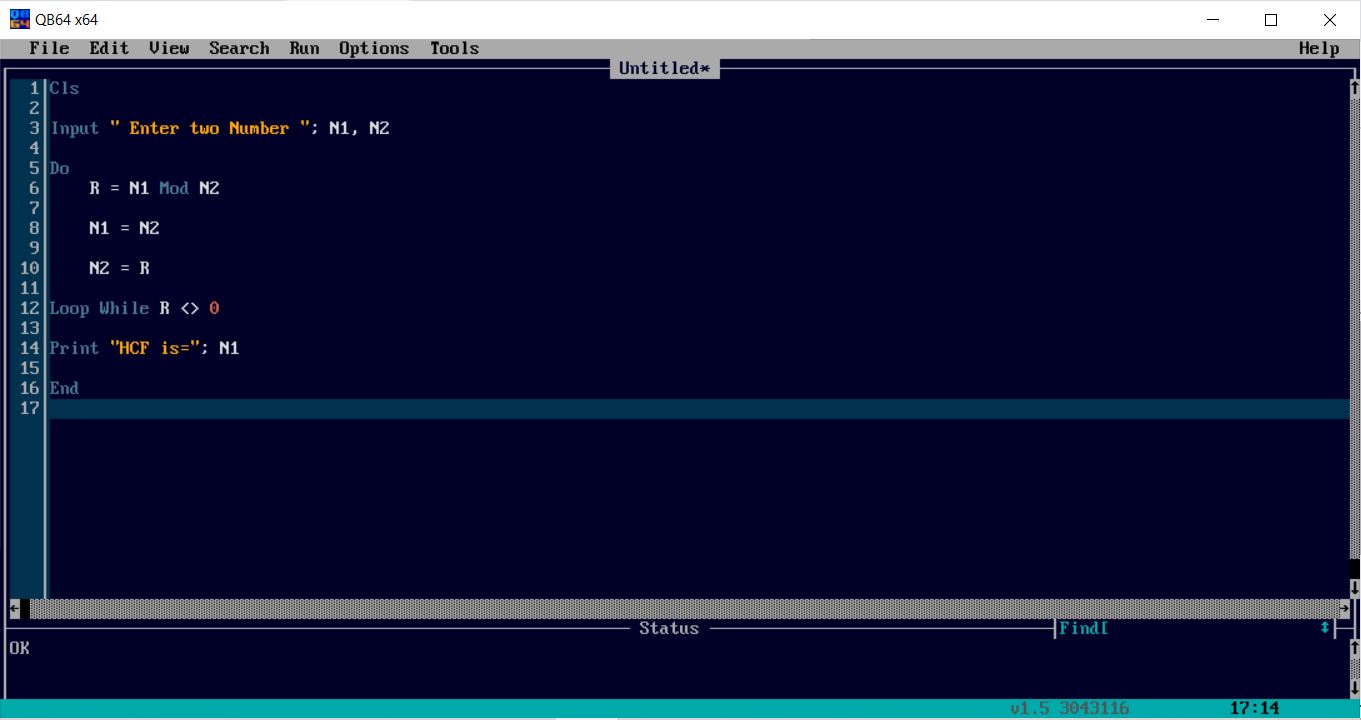 WAP to find Hcf of two number in qbasic WAP to find Hcf of two number in qbasic