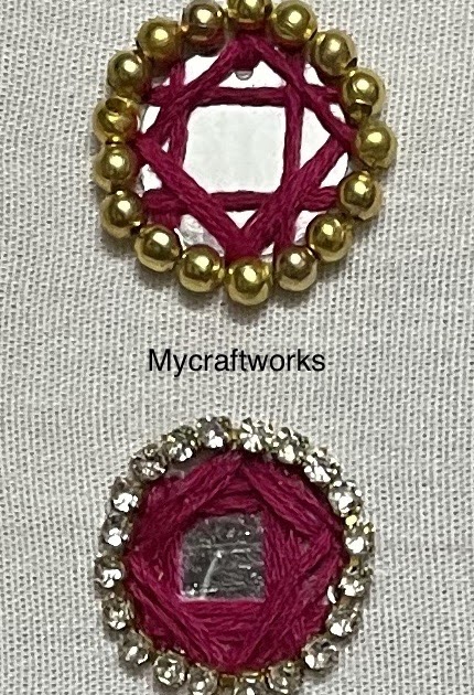 MY CRAFT WORKS: Mirror Work - 1, Easy mirror work for beginners