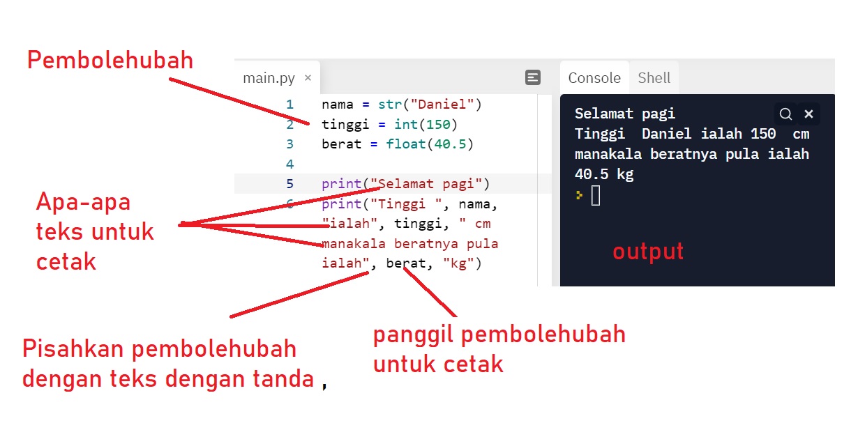 Nota ASK: Pembolehubah (untuk kod aturcara python)