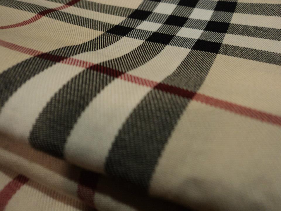 Pink Petite Couture By Nur: Burberry Fabric Cream big tartan