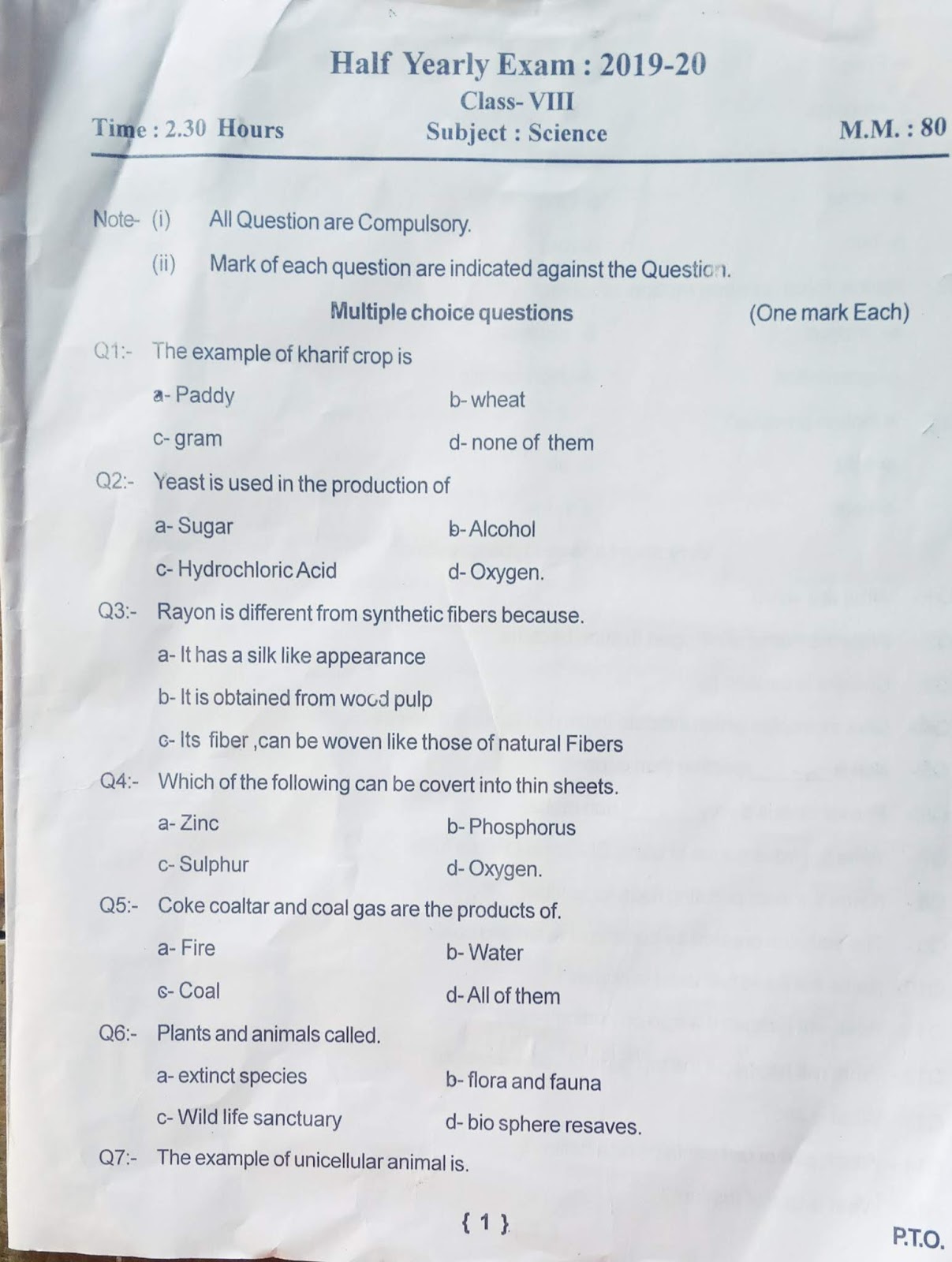 Class 8th Science Half Yearly Queation Paper 2019 20 PDF class-8th-science-half-yearly-queation-paper-2019-20-pdf