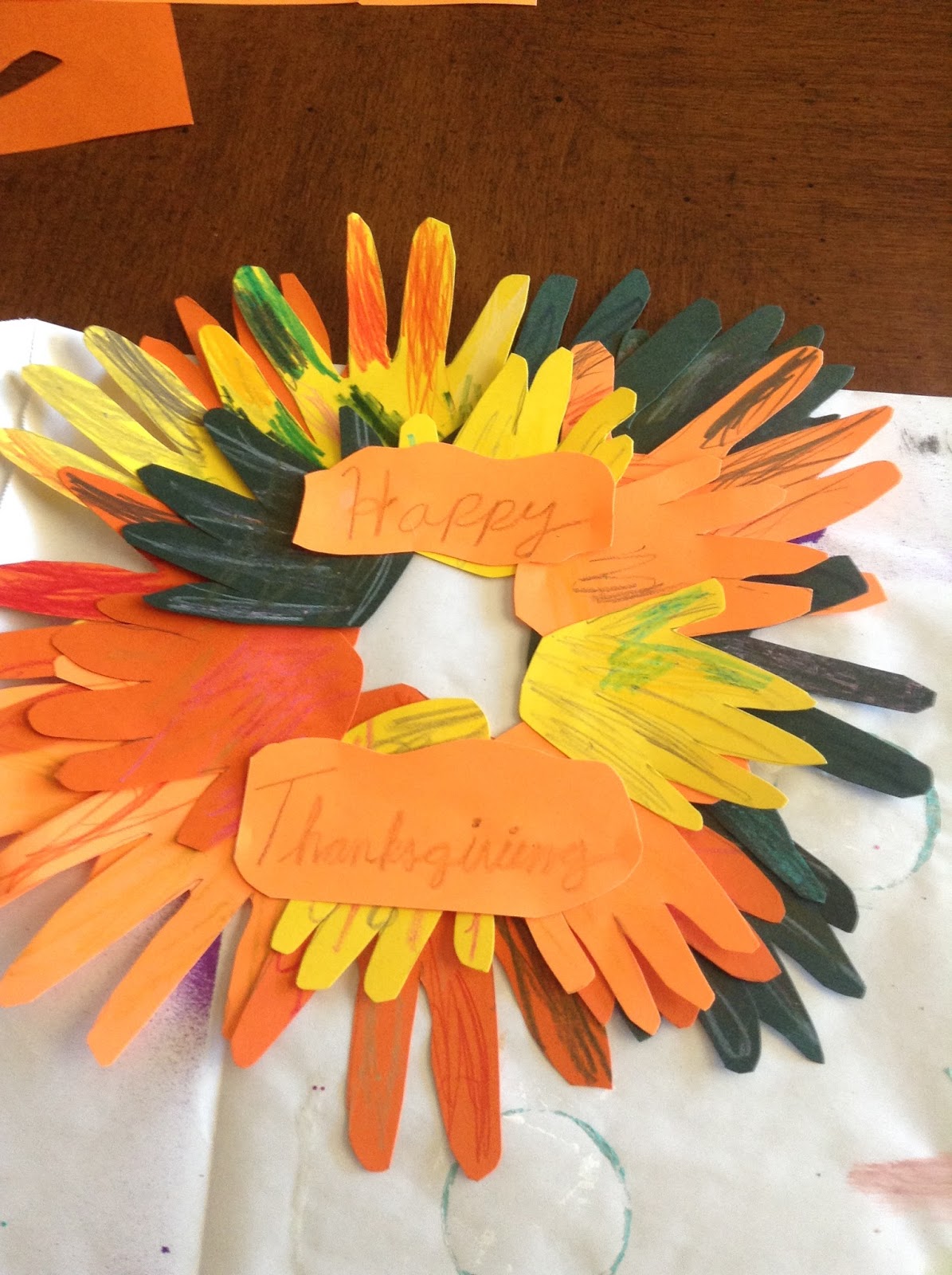 Musings and Ramblings of a Busy Mom: Thanksgiving Handprint Wreaths