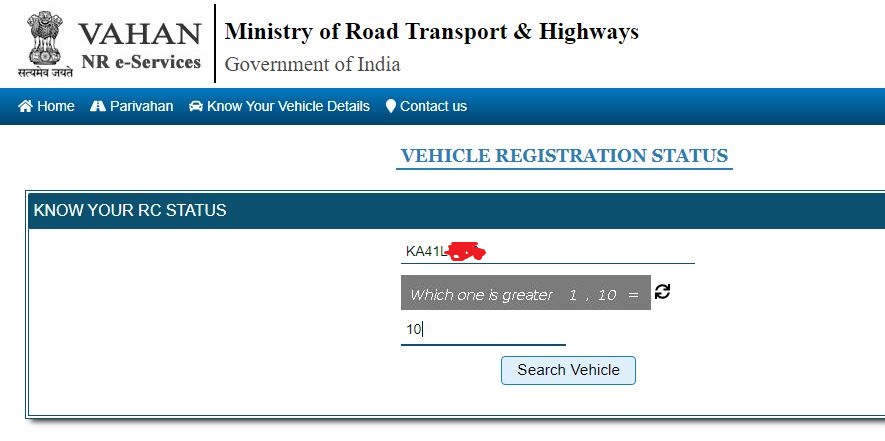 How to Find Vehicle Owner Details by Registration Number? - RTO Karnataka