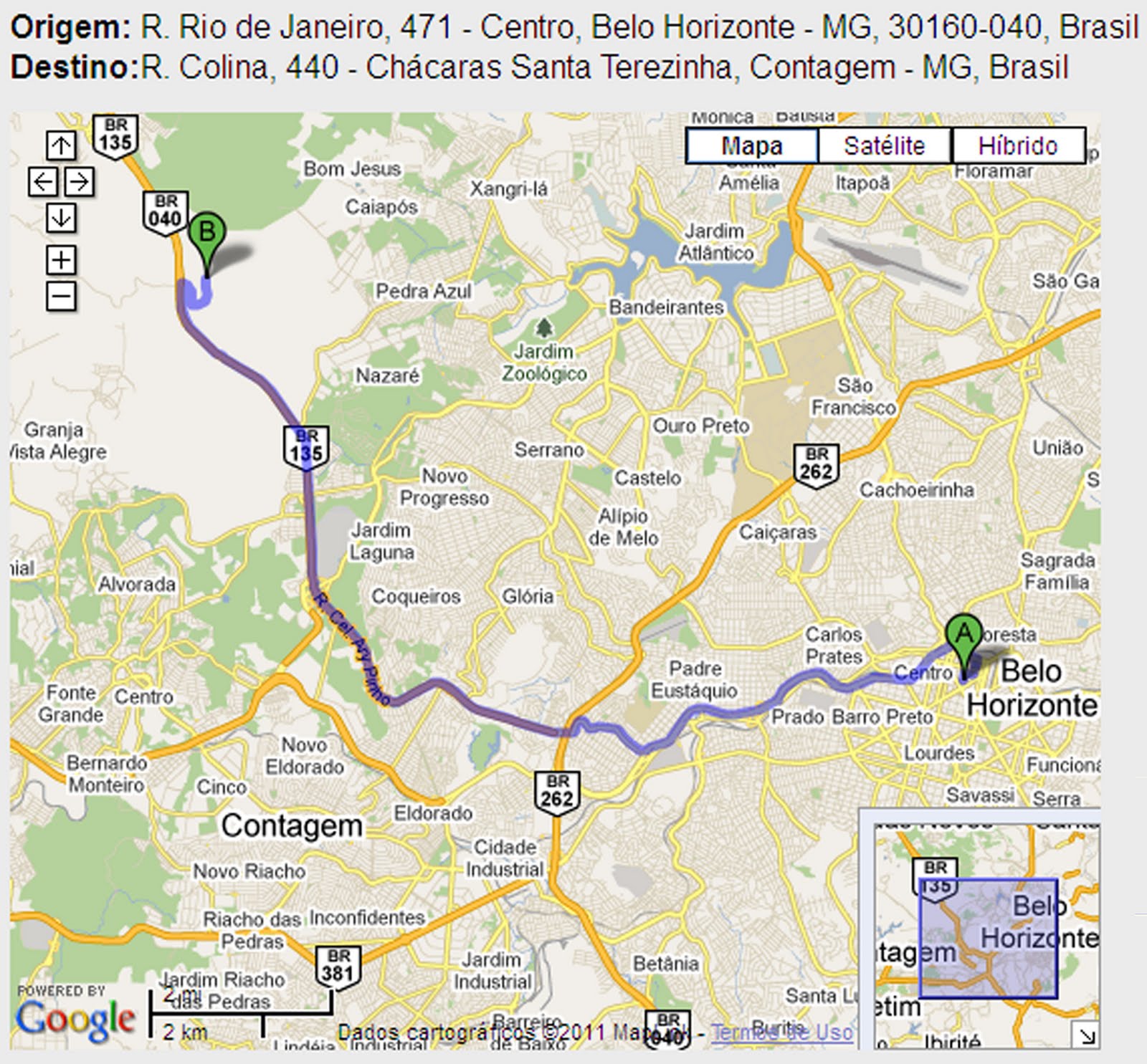 Projeto Viver: Mapa de Acesso ao Sítio