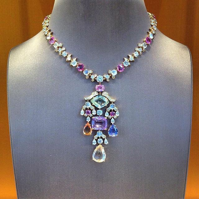 Multicolor diamond necklace