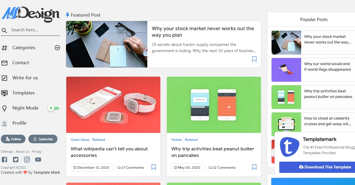 MSD Responsive Grid Style Blogger Template Premium Free - Báo Mới Việt ...