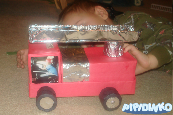 My Life with Pipidinko: A Cardboard Fire Truck