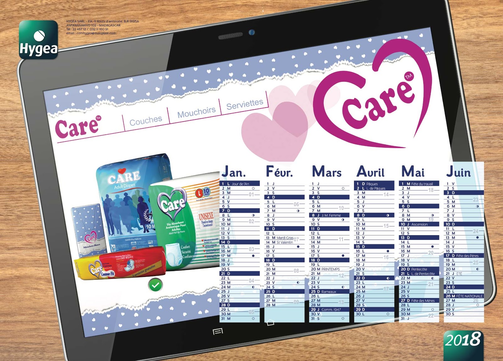 Conception Calendriers plateaux 2018, Hygea | PK Designer graphique ...