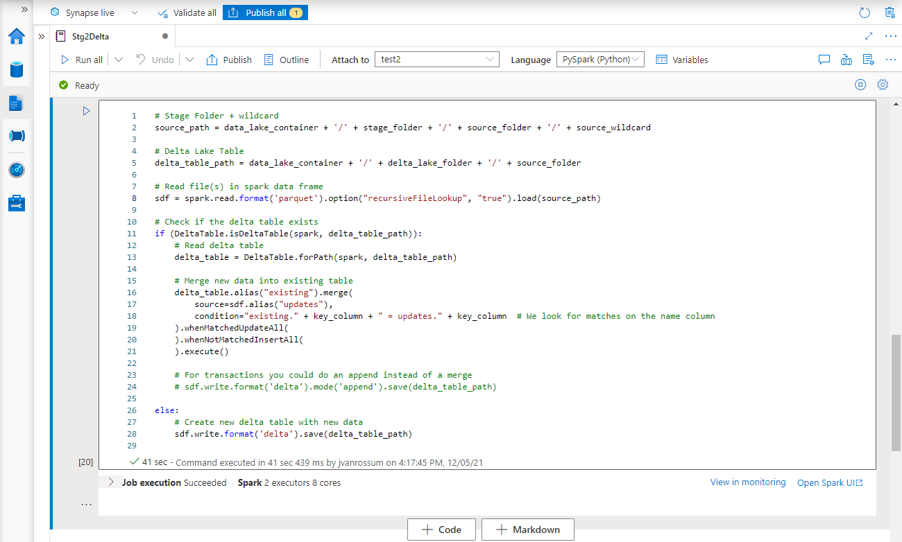 Microsoft BI Tools: Delta Lake support in Azure Synapse Analytics