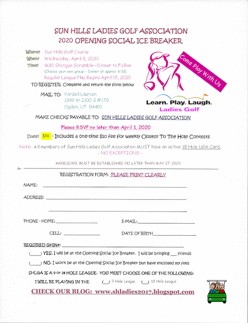 SUN HILLS LADIES GOLF ASSOCIATION Time To Start SUN HILLS LADIES GOLF ASSOCIATION Time To Start