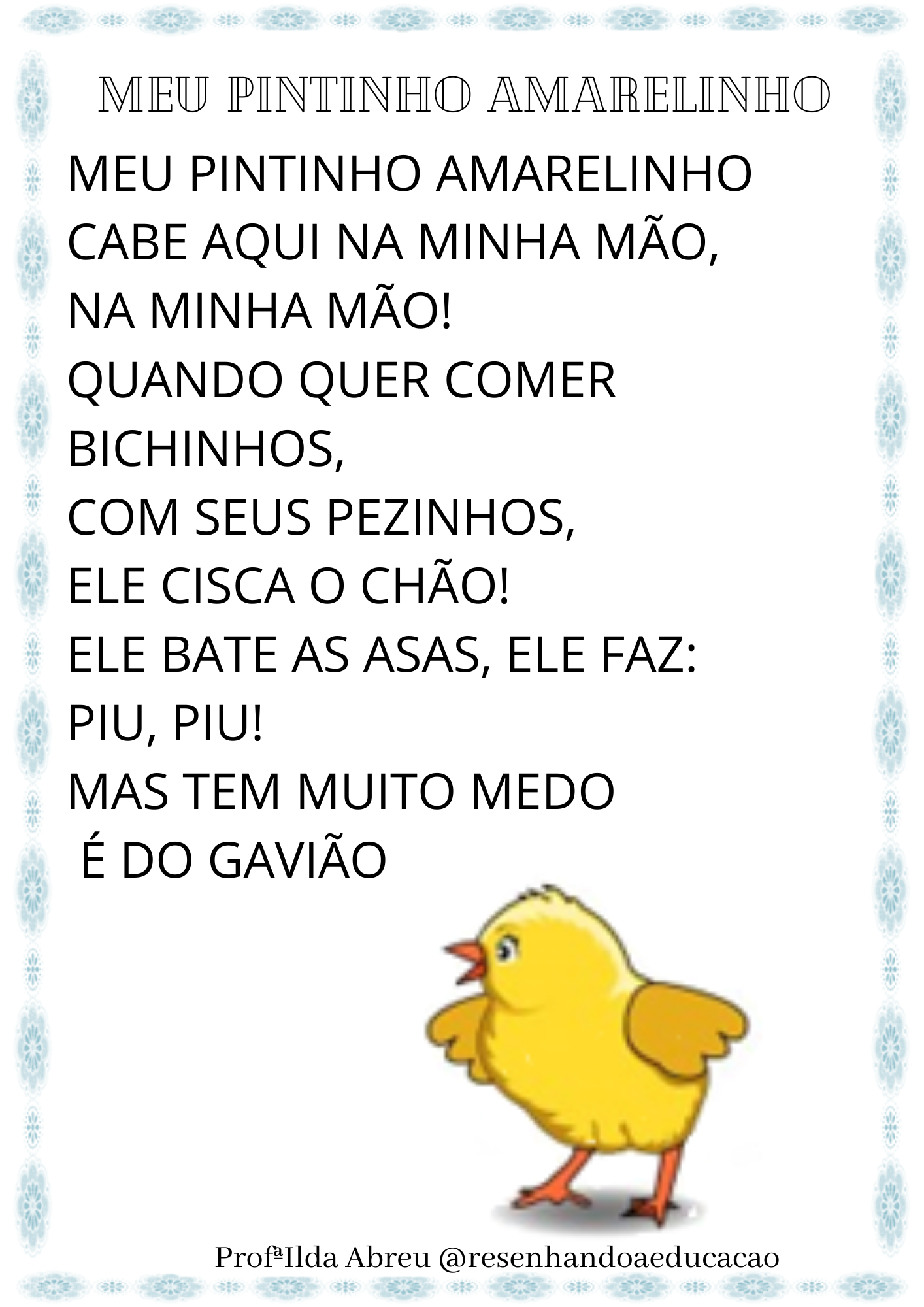 Meu Pintinho Amarelinho Atividades - RETOEDU