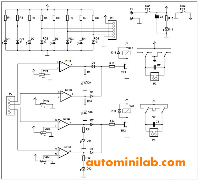 Skema Rangkaian Rancang bangun robot Line Follower Analog - Teknik Otomotif