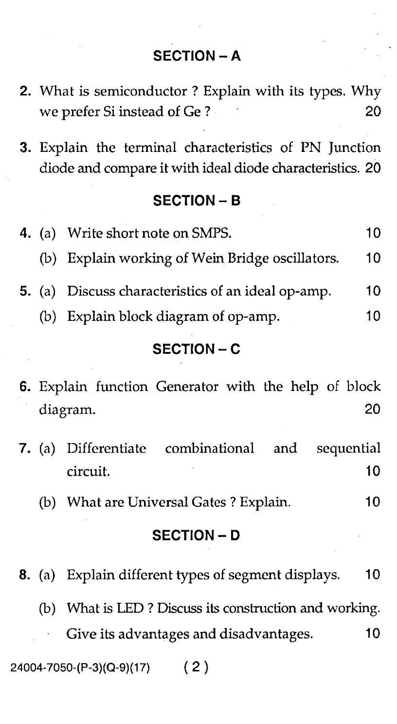 MDU B.Tech 1st Semester Basics of Electronics Dec 2017 Question Paper ...