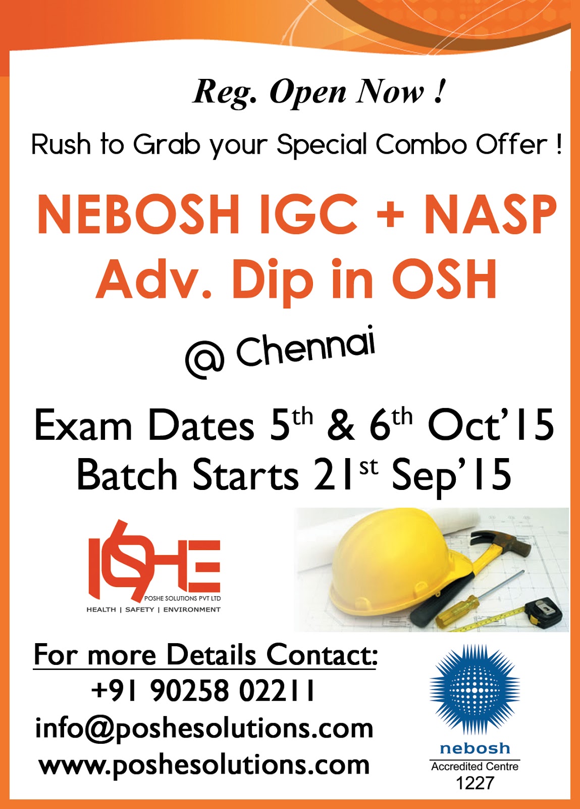 Nebosh Safety Courses in Chennai: August 2015
