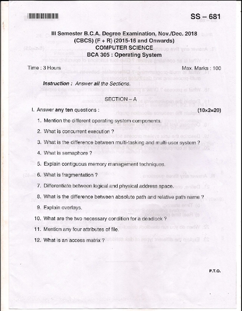 Bangalore University b.c.a. Computer Science bca 305 : Operating System November /December 2018 ...