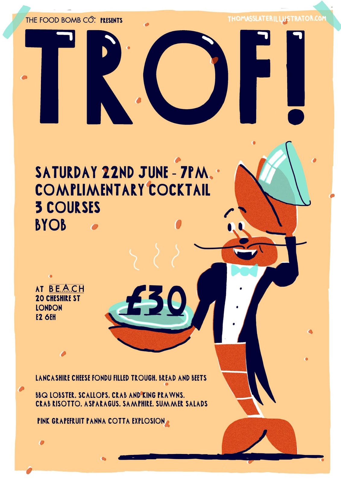 London Pop-ups: TROF! Dinner at Beach London Gallery off Brick Lane