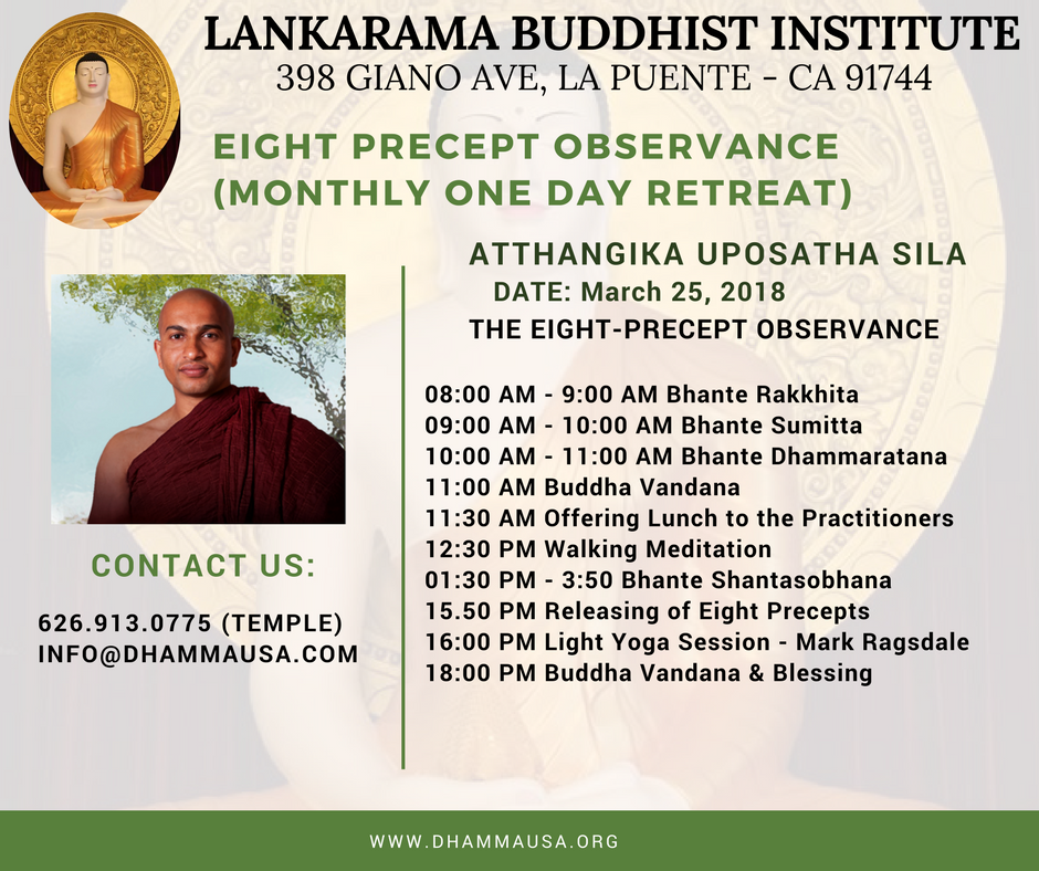 Eight Precept Observance at Lankarama - Dhamma USA
