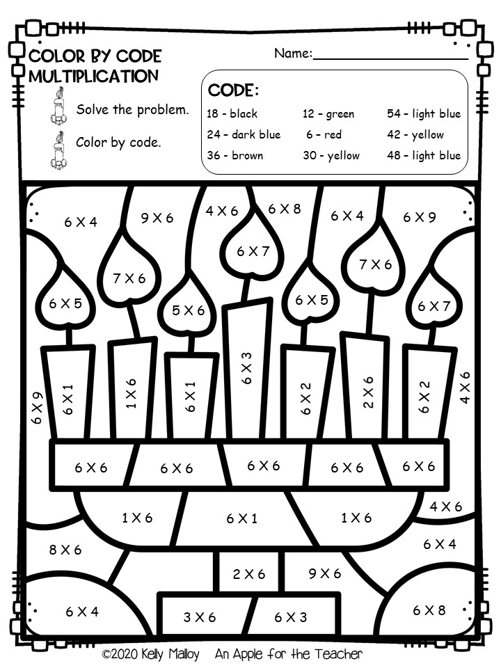 An Apple For The Teacher: Kwanzaa Color By Number Math Facts Practice ...