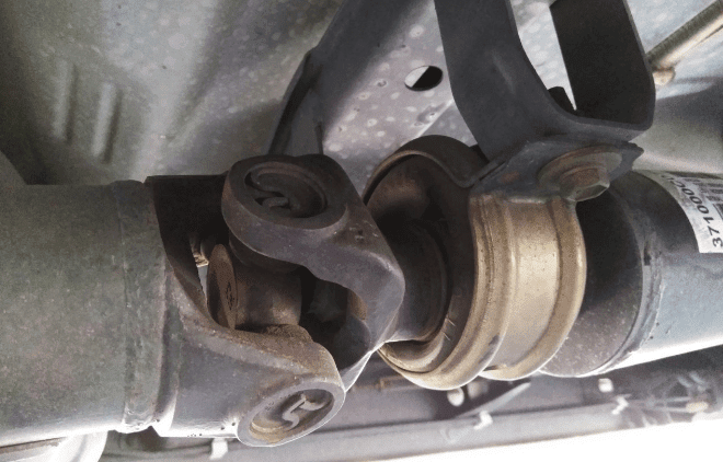 The prop shaft center bearing functions