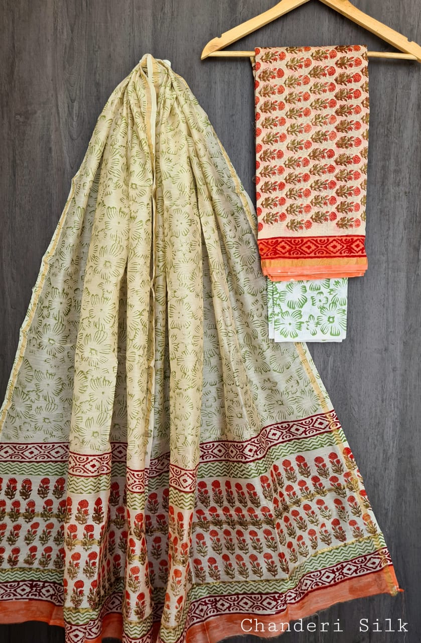 Chanderi silk dress materials